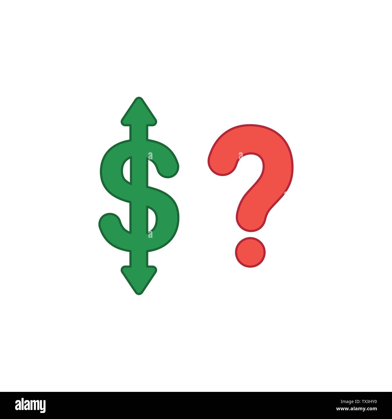 Vector icon concept of green dollar symbol with arrow pointing up and ...