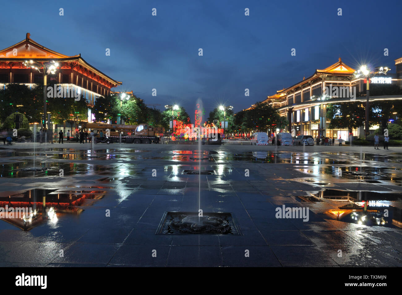 Night View of Datang Night City in Xi'an, Shaanxi Province Stock Photo ...