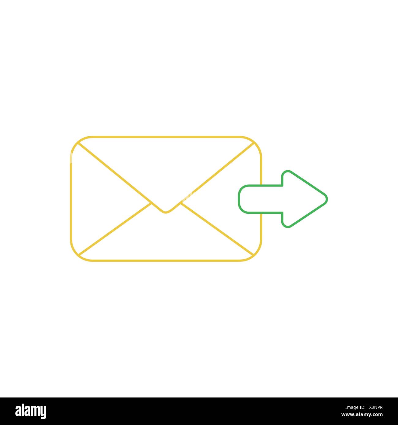 Vector icon concept of send message or email with envelope and green ...