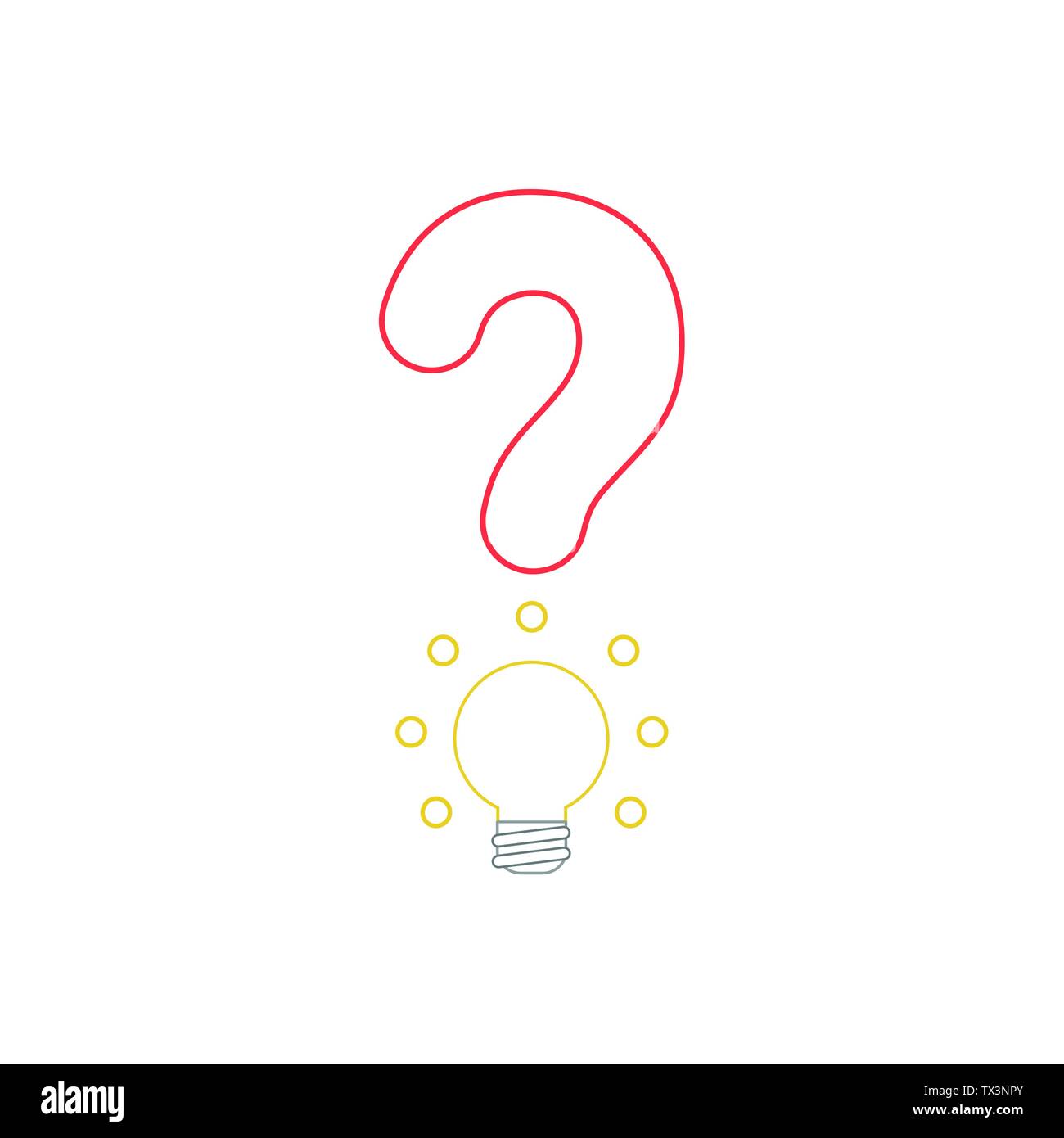 Vector icon concept of red question mark with yellow glowing light bulb ...