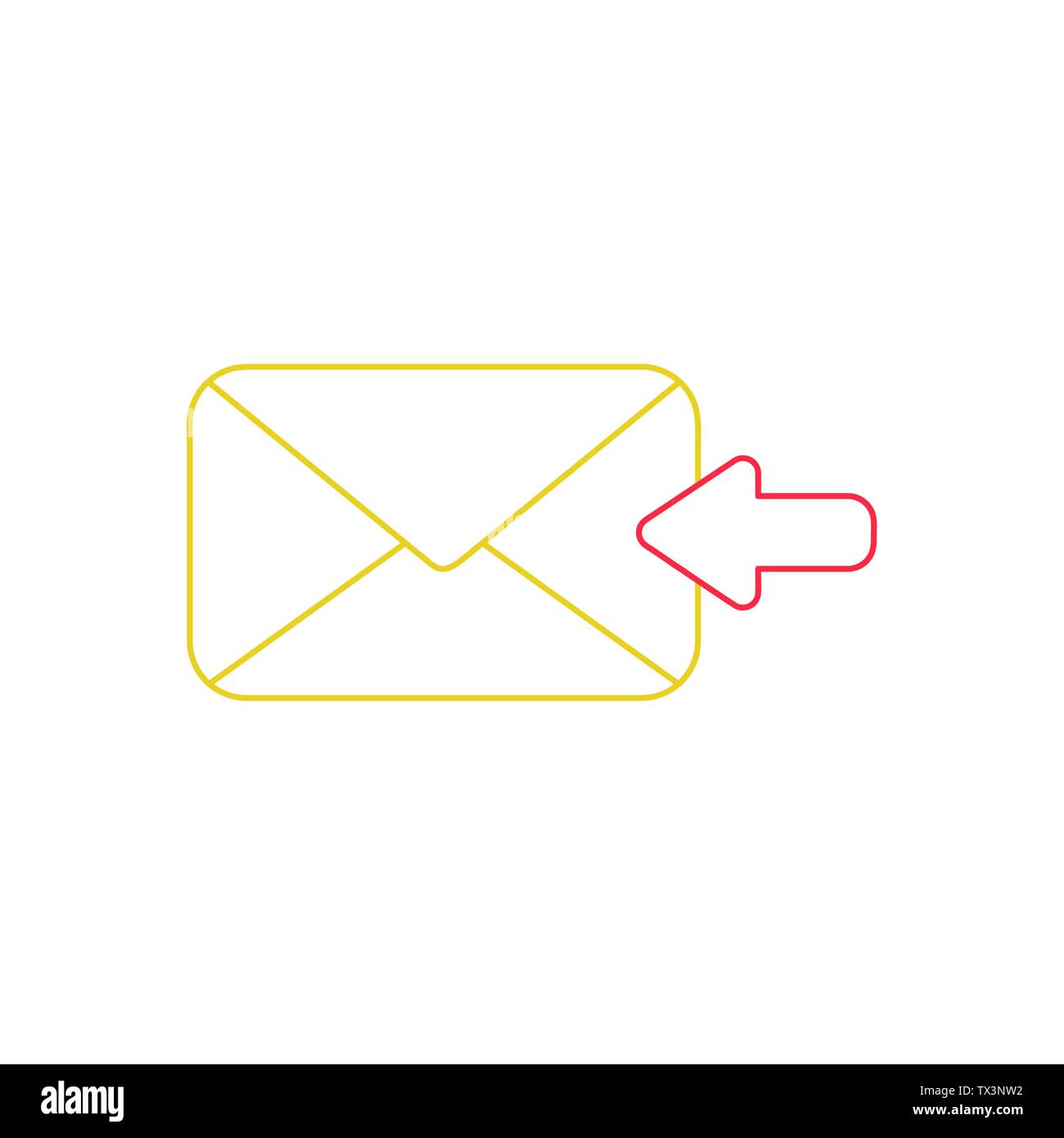 Vector icon concept of receive message or email with envelope and red ...