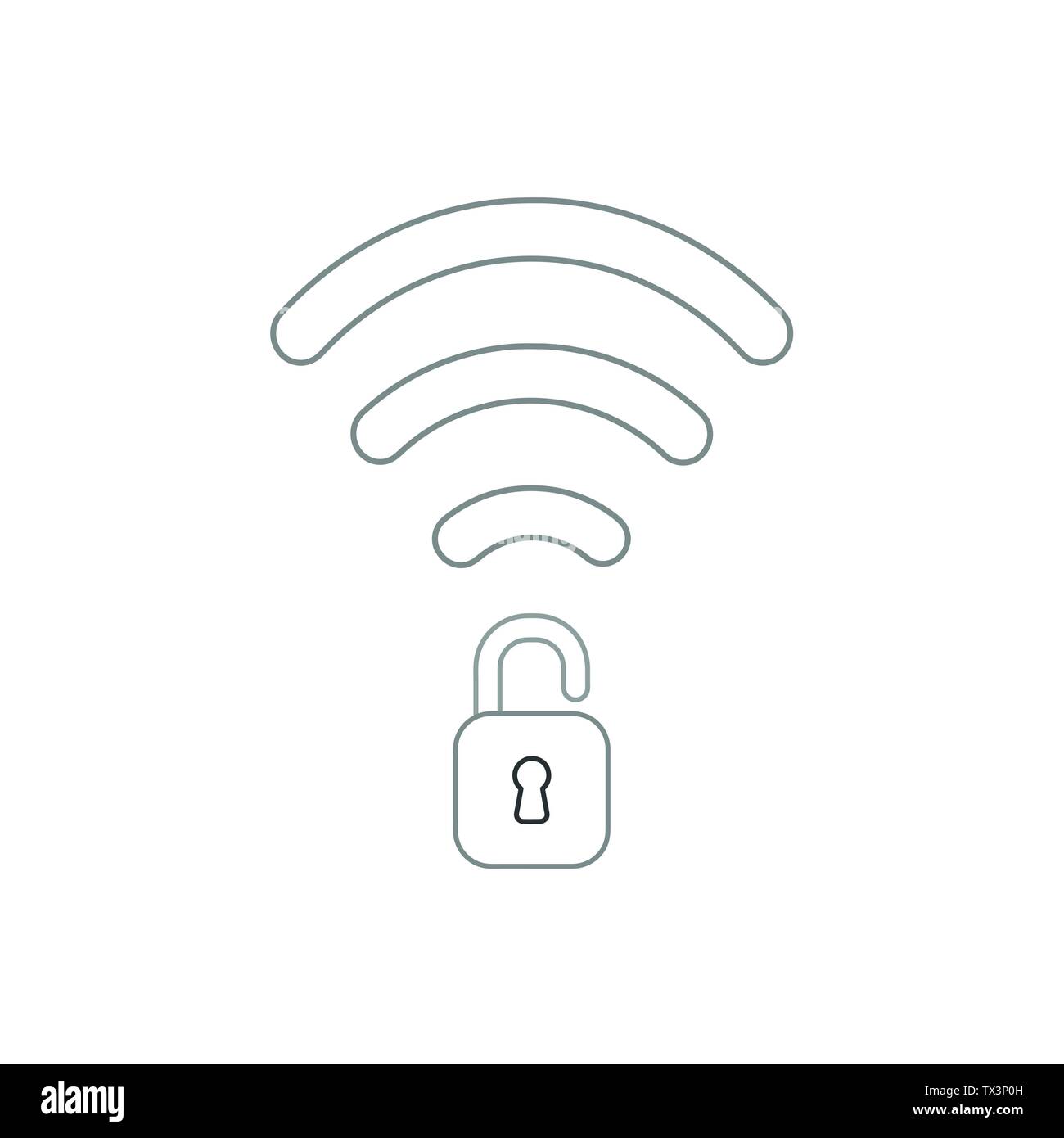 Vector Icon Concept Of Wifi Wireless Symbol With Opened Padlock White Background And Colored
