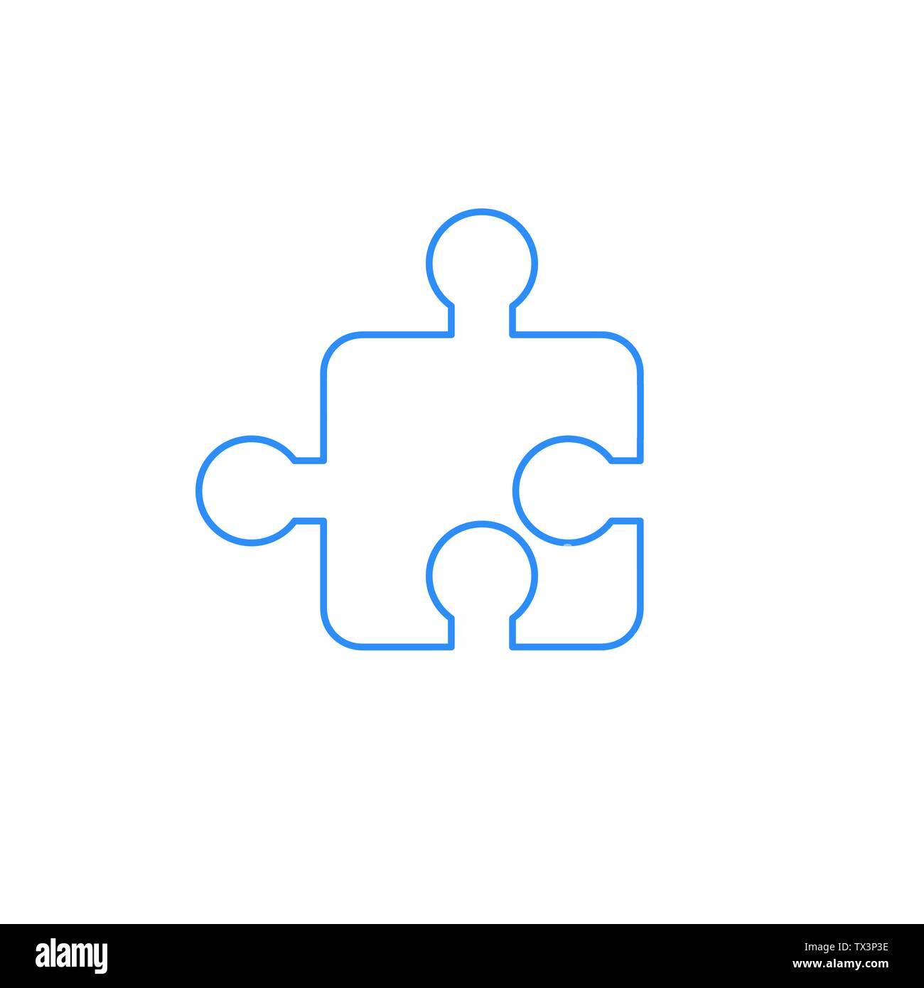 Vector icon of blue jigsaw puzzle piece. White background and colored ...