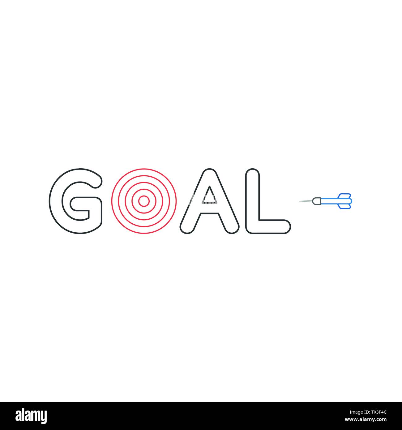 Vector icon concept of black goal word and bulls eye with dart. White ...