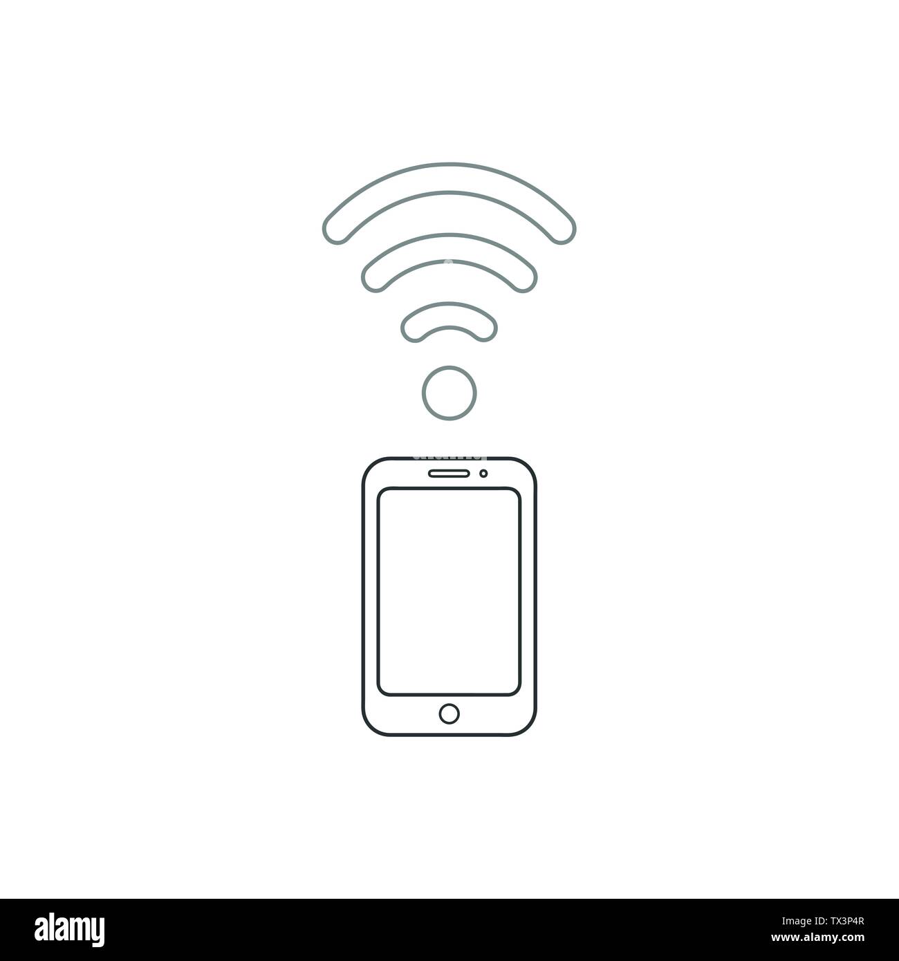 Vector icon concept of use smartphone as modem, black smartphone with ...