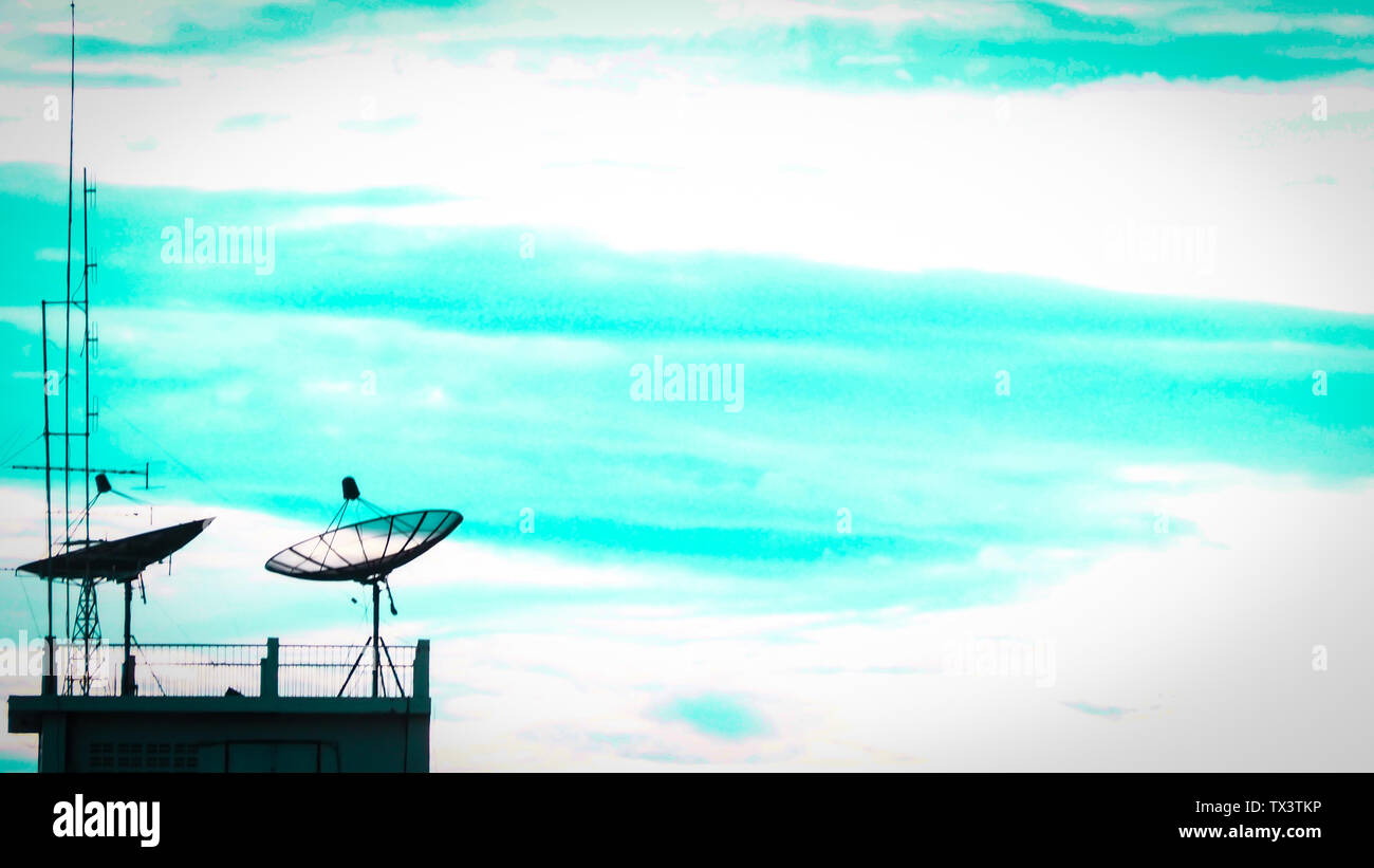 Satellite dish sky sunset communication technology network image ...
