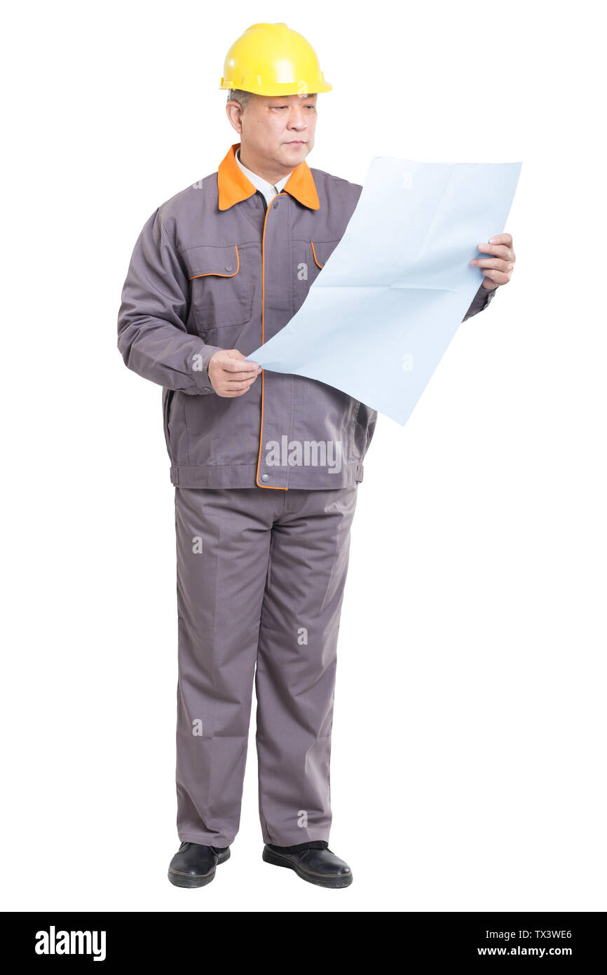 Engineer holding blueprint Cut Out Stock Images & Pictures - Alamy