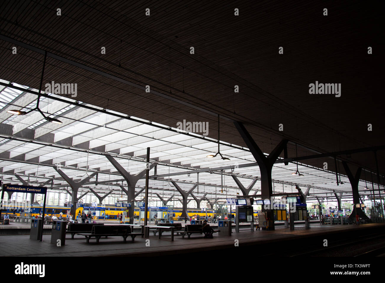 Inside Rotterdam Centraal Station, the main railway station for the ...