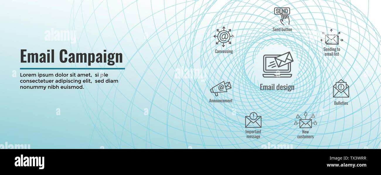 Email marketing campaigns icon set & web header banner Stock Vector ...