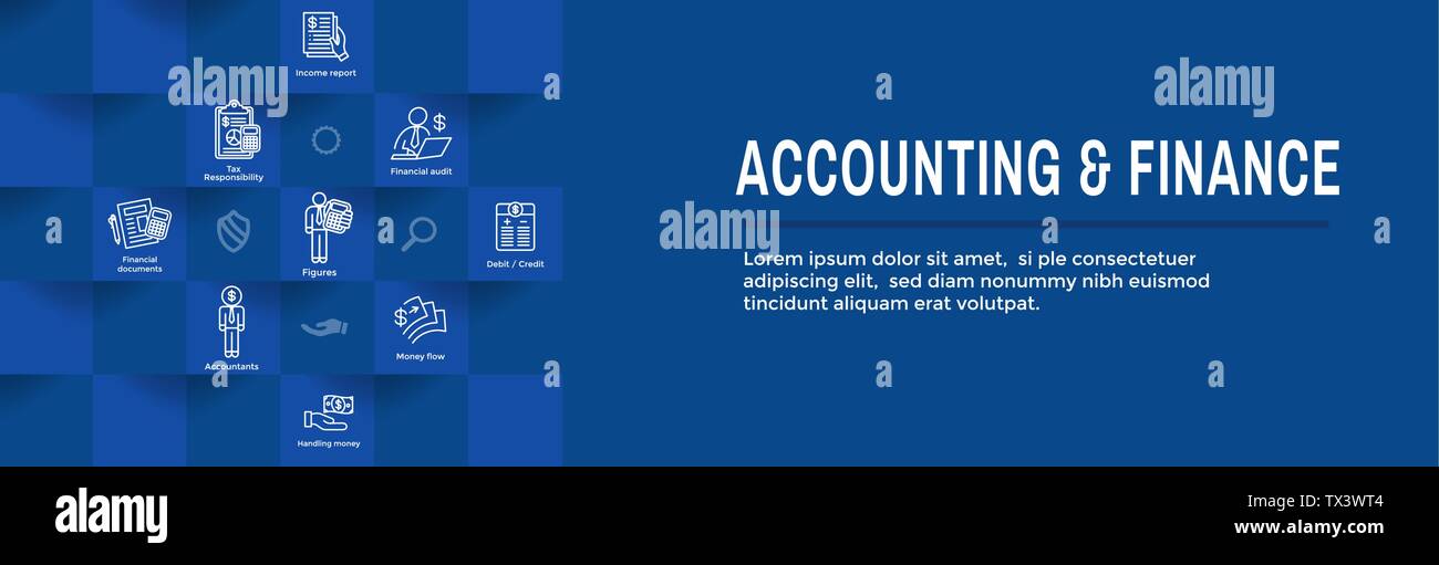 Accountant / Accounting Icon Set and Web Header Banner Stock Vector ...