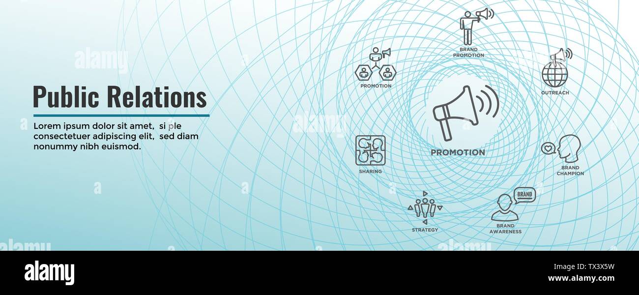 Public Relations Web Header Banner & Icon Set with brand awareness ...