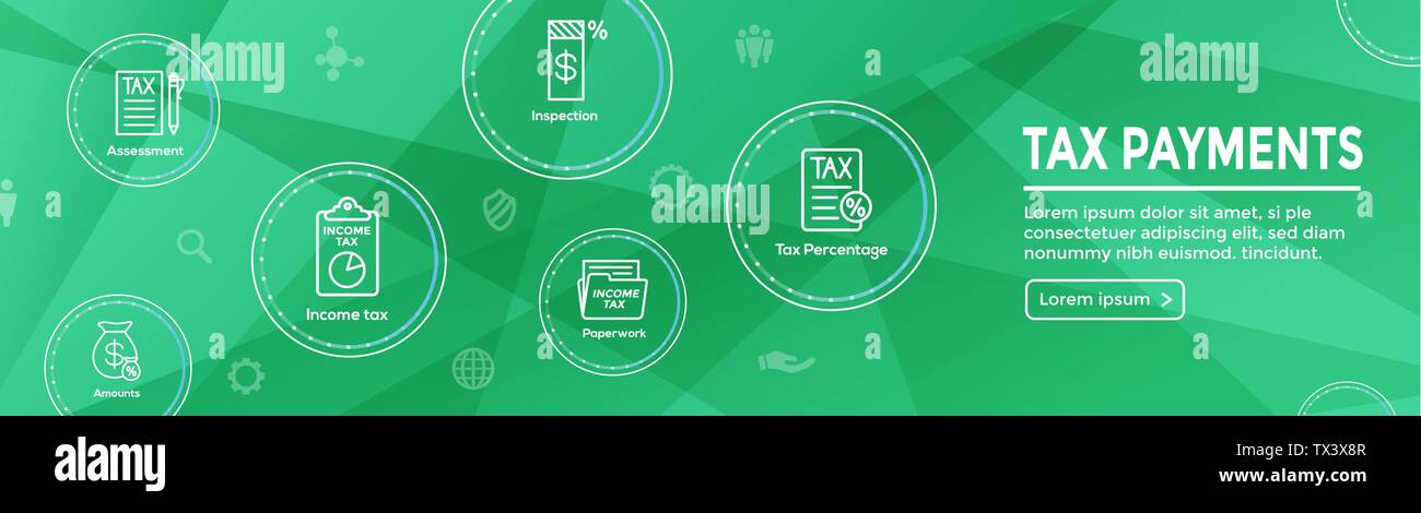 Tax concept w percentage paid, icon and income idea. Flat vector ...