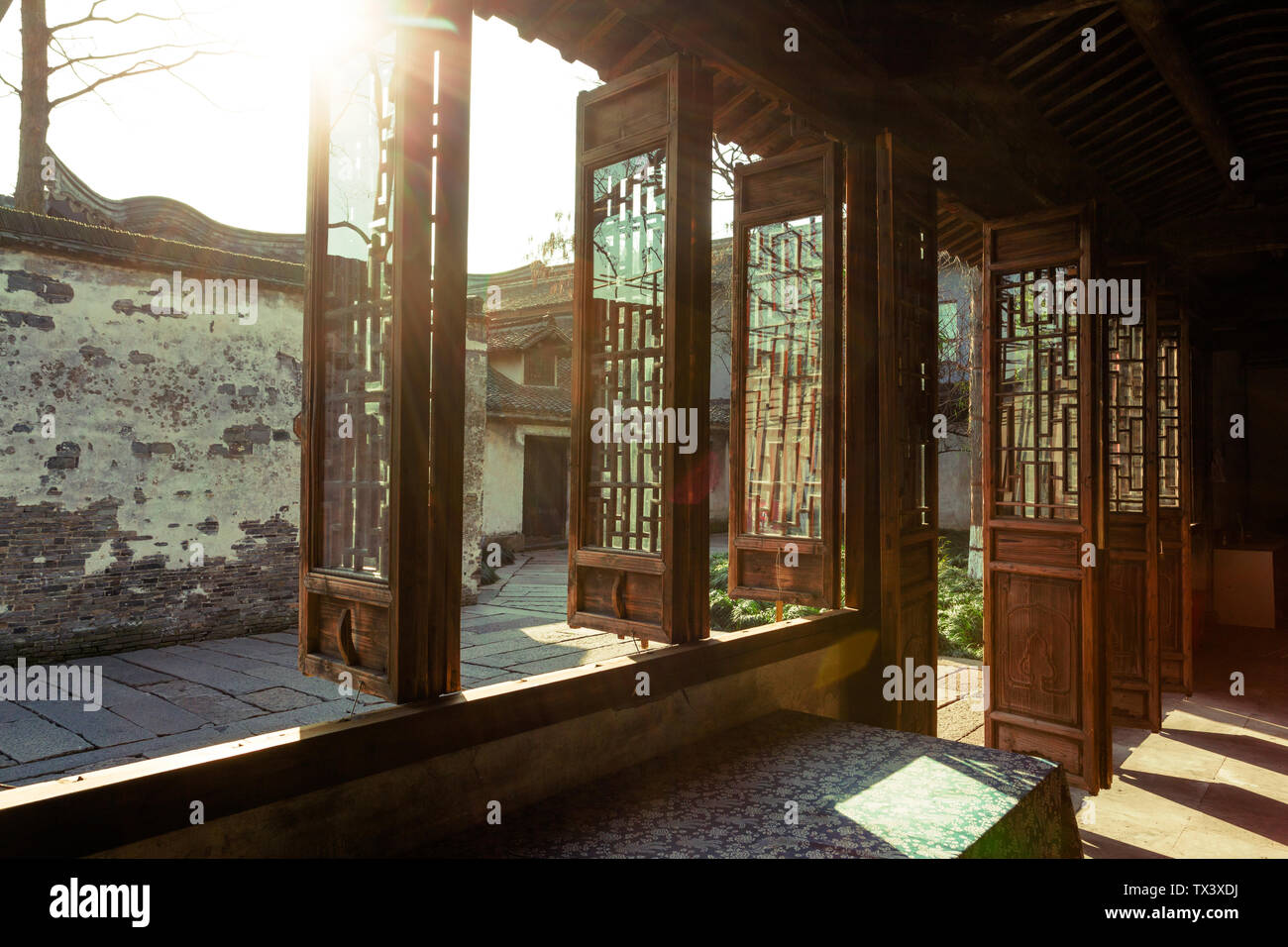 Chinese vintage house windows Stock Photo - Alamy