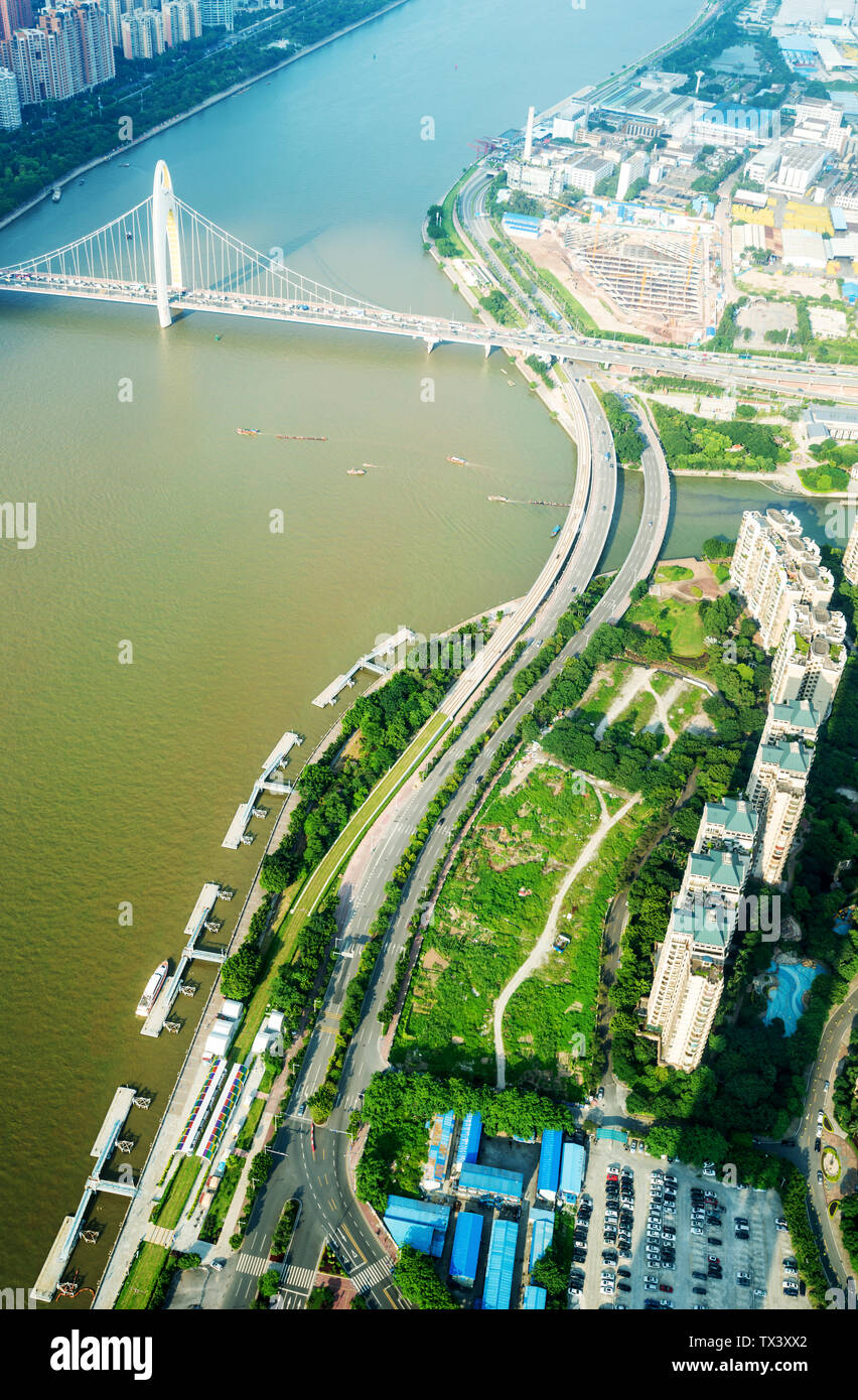 Panorama of skyscrapers and a river Stock Photo - Alamy