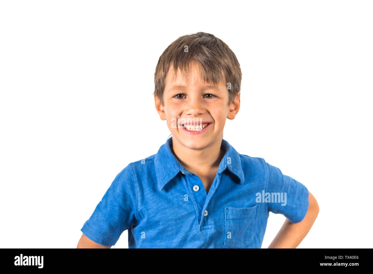 Child boy smiling on white background Stock Photo - Alamy