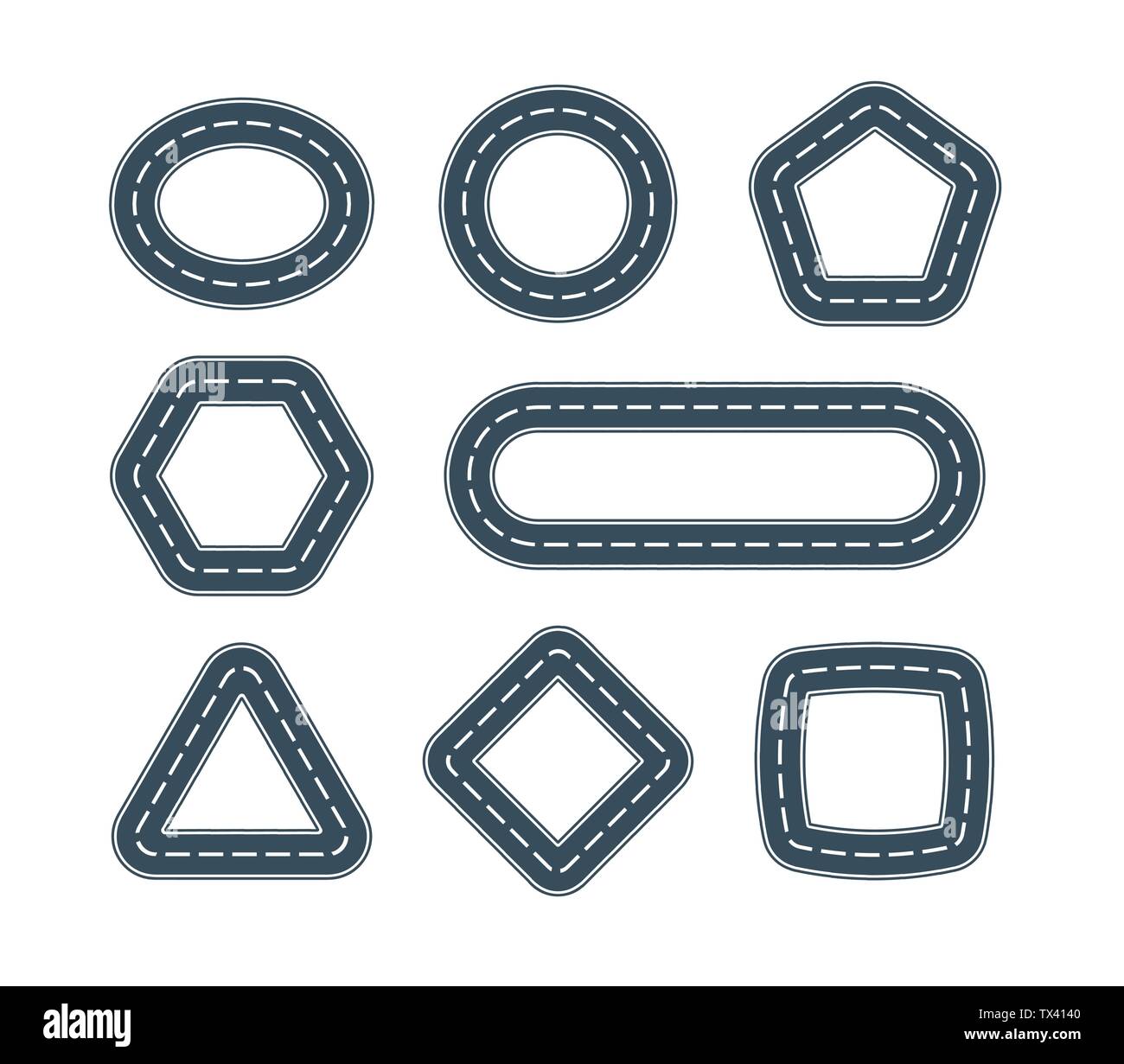Road icons for cars in the form of geometric shapes map element. Set of ...
