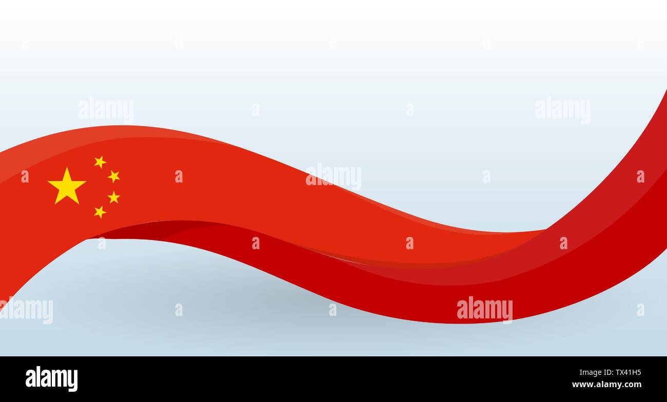 China waving National flag. Modern unusual shape. Design template for ...