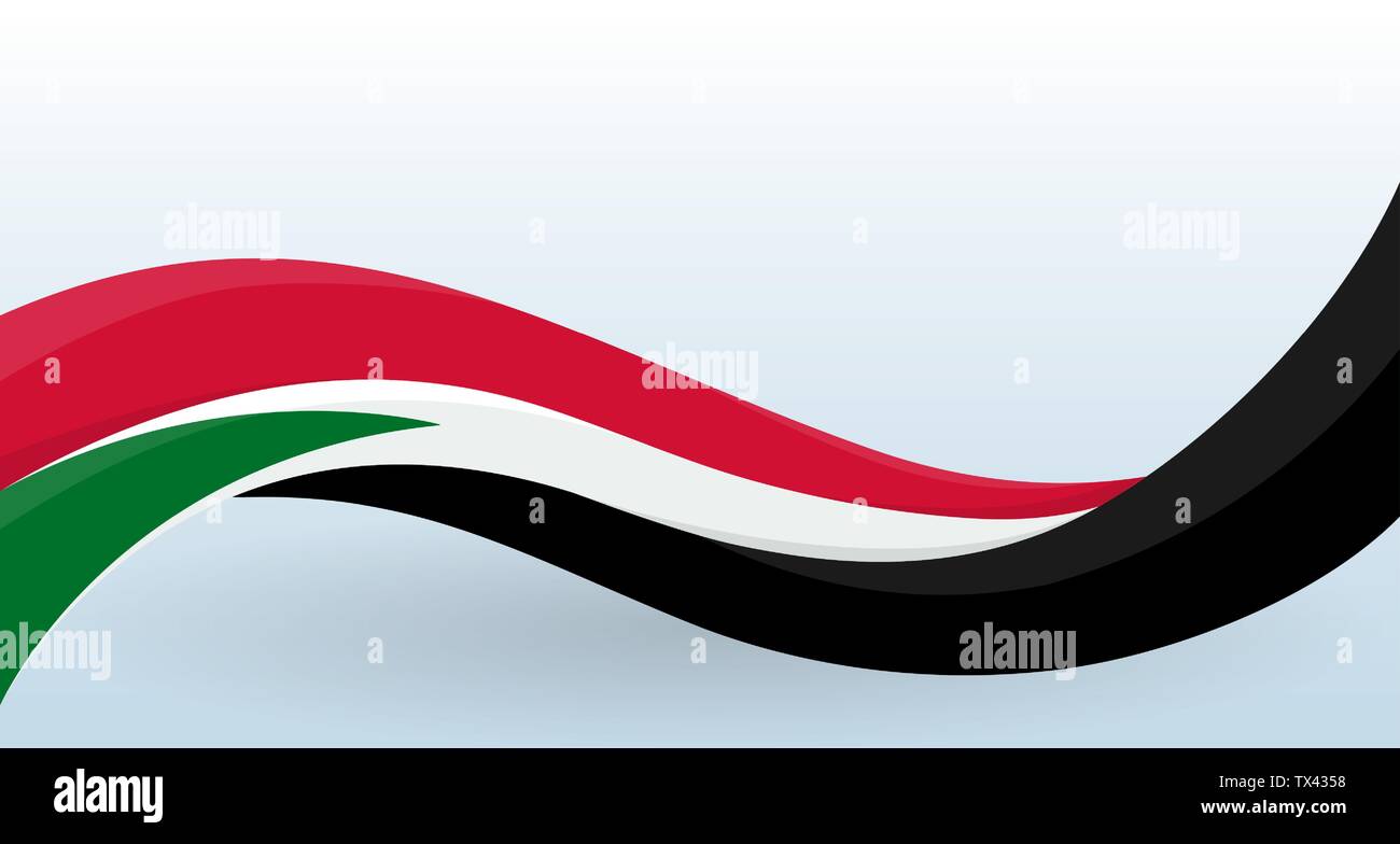 Sudan Waving National flag. Modern unusual shape. Design template for ...