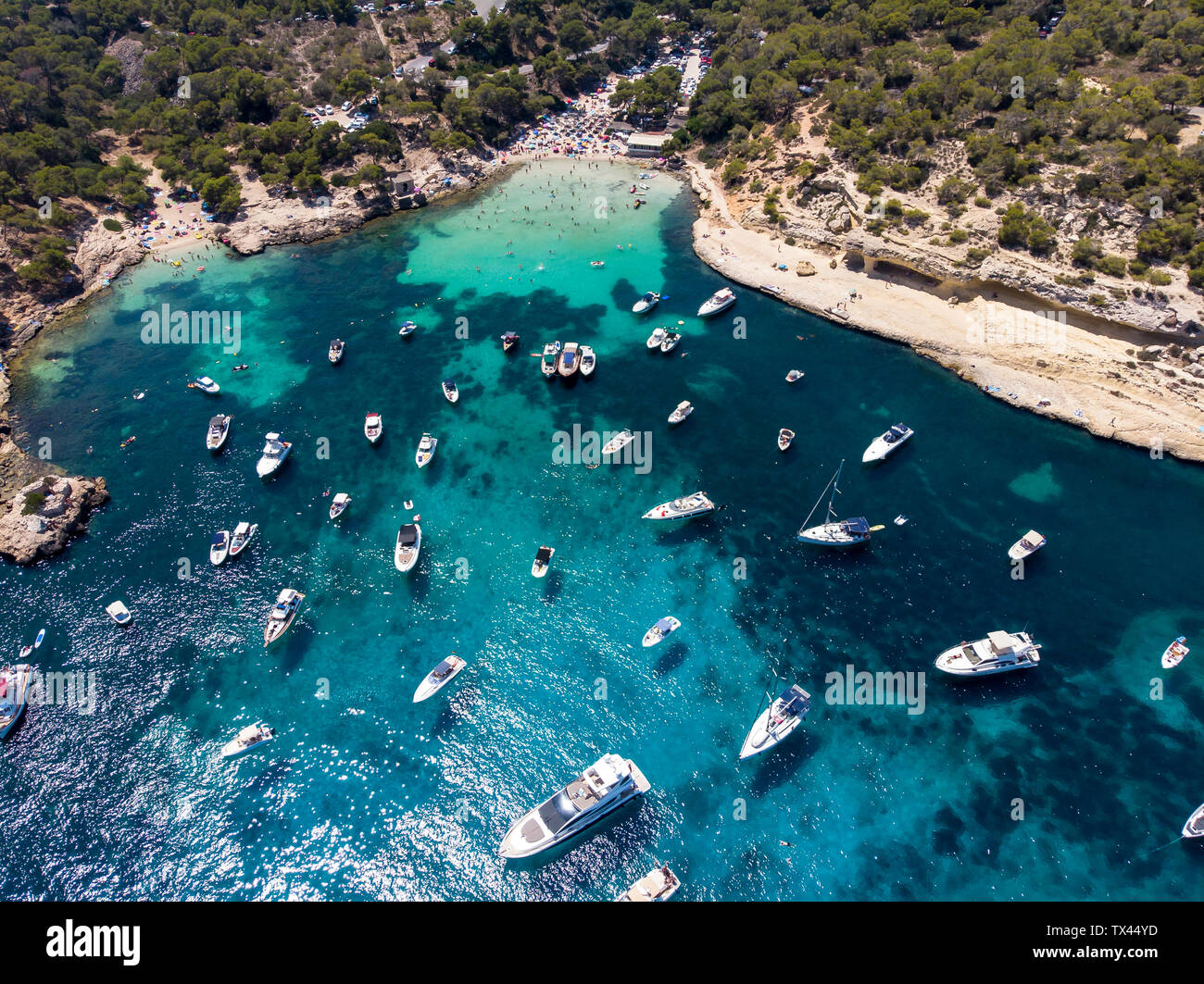 Spain, Mallorca, Palma de Mallorca, Aerial view of Region Calvia and El ...