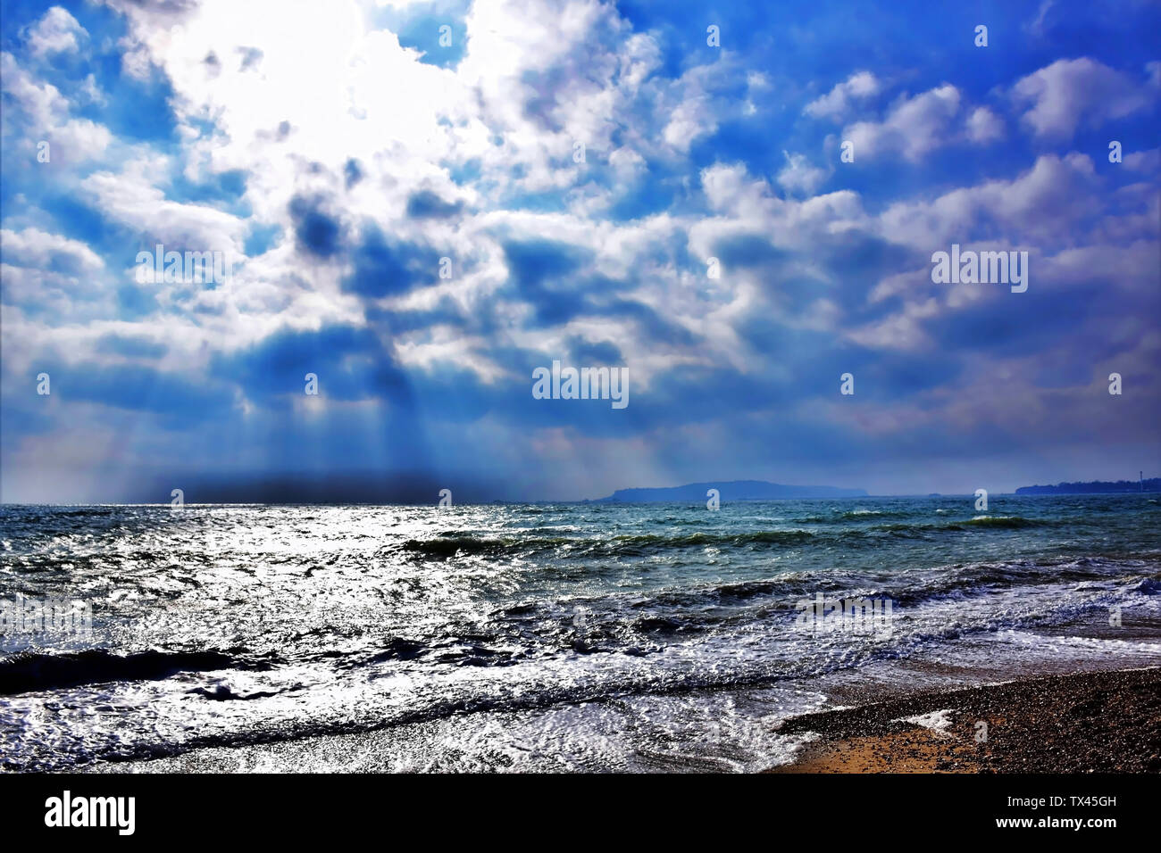 The English Channel at Weymouth in Dorset, with the Isle of Portland in ...