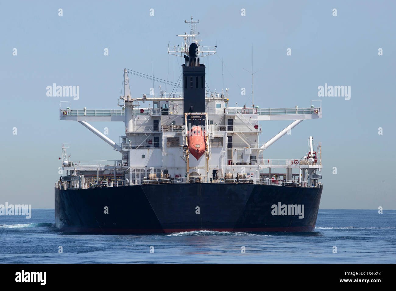 Spain, Andalusia, Tarifa, Strait of Gibraltar, Cargo ship Stock Photo ...