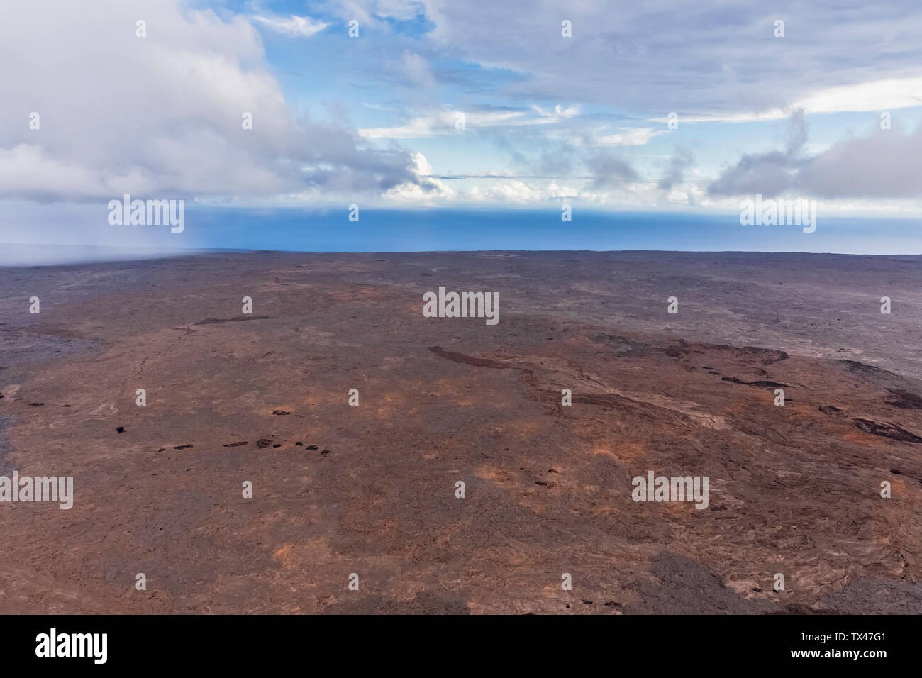 USA, Hawaii, Big Island, aerial view of cooled down lava fields and ...