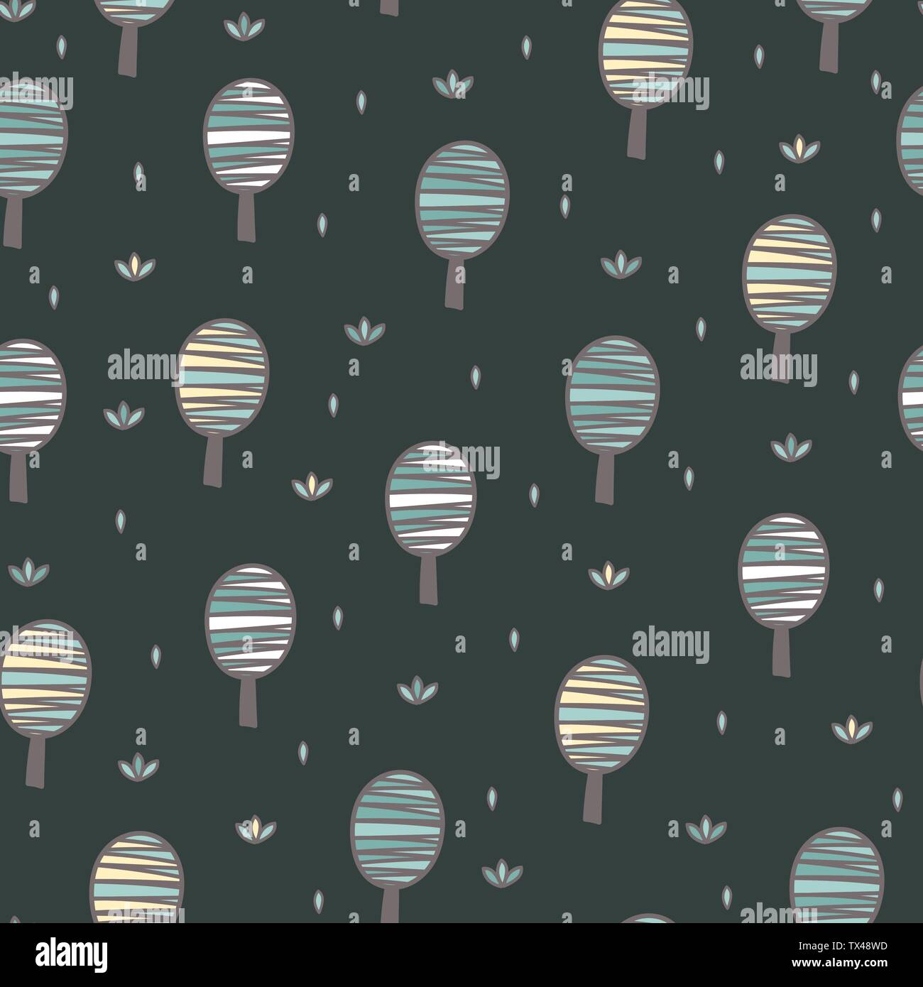 Cute trees seamless pattern. Forest background. Vector illustration ...