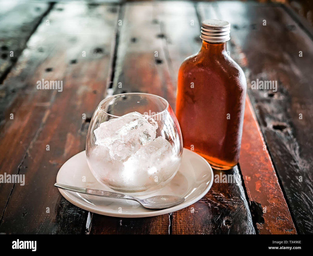 A bottle of cold brew coffee and ice in glass ready for prepare Cold ...