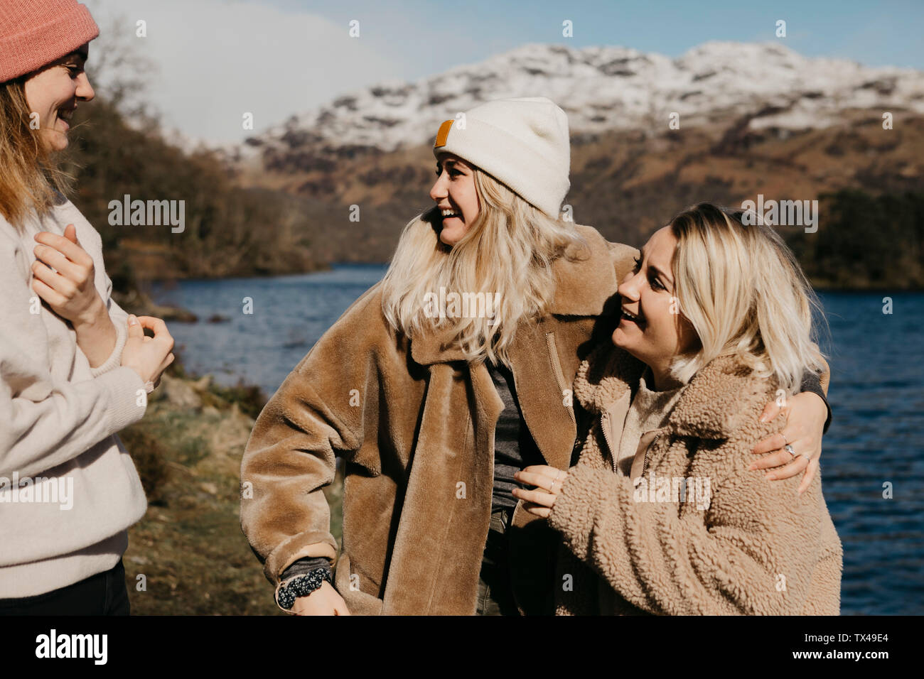 UK, Scotland, happy female friends at Loch Lomond Stock Photo - Alamy