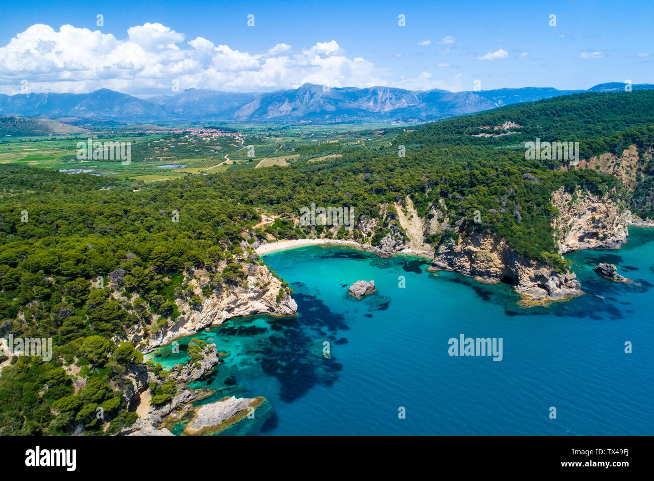 Greece, aerial view of bay at Alonaki Fanariou Stock Photo - Alamy