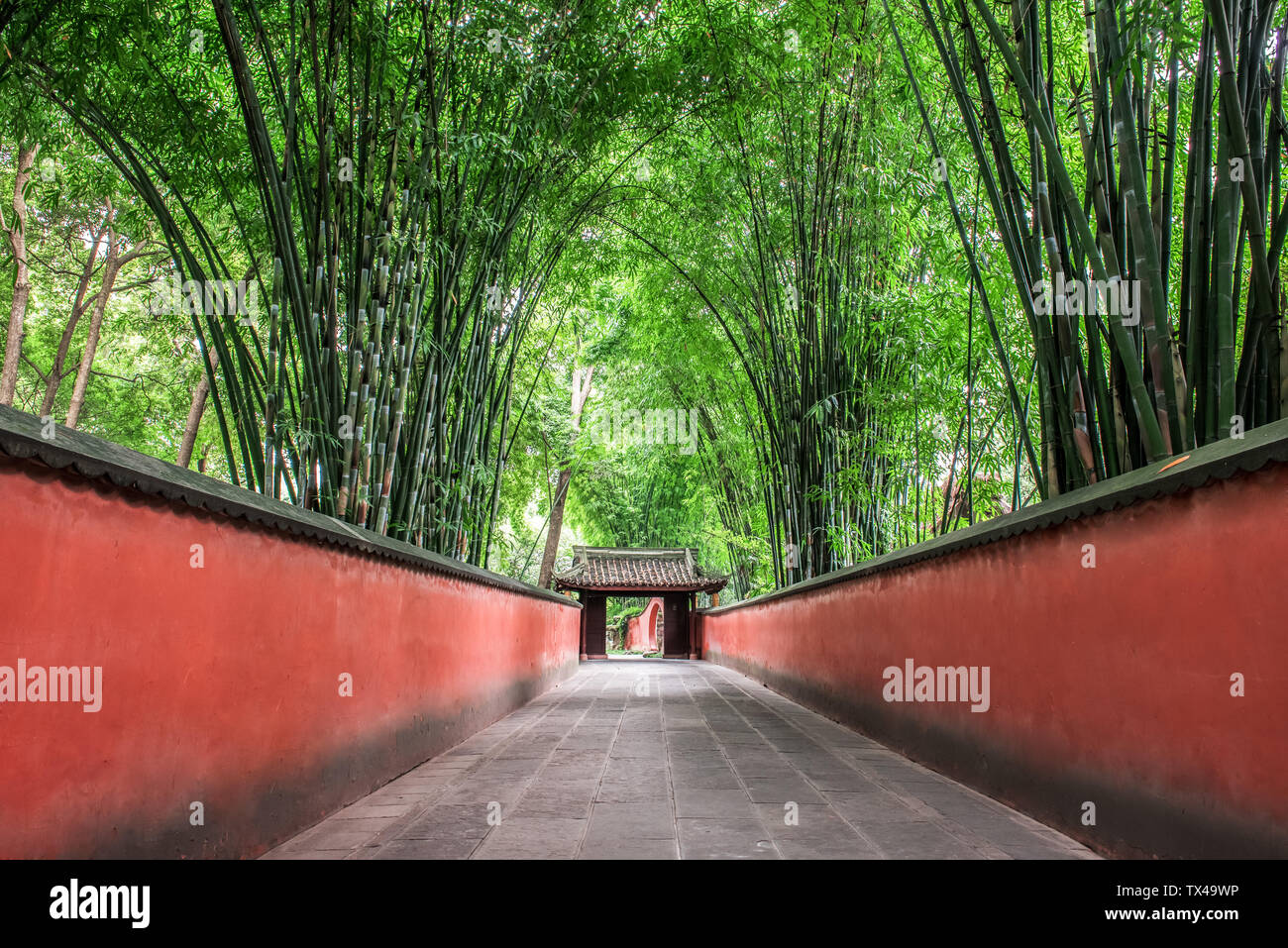 Chengdu Du Fu Cottage Flower Trail Red Wall Stock Photo - Alamy