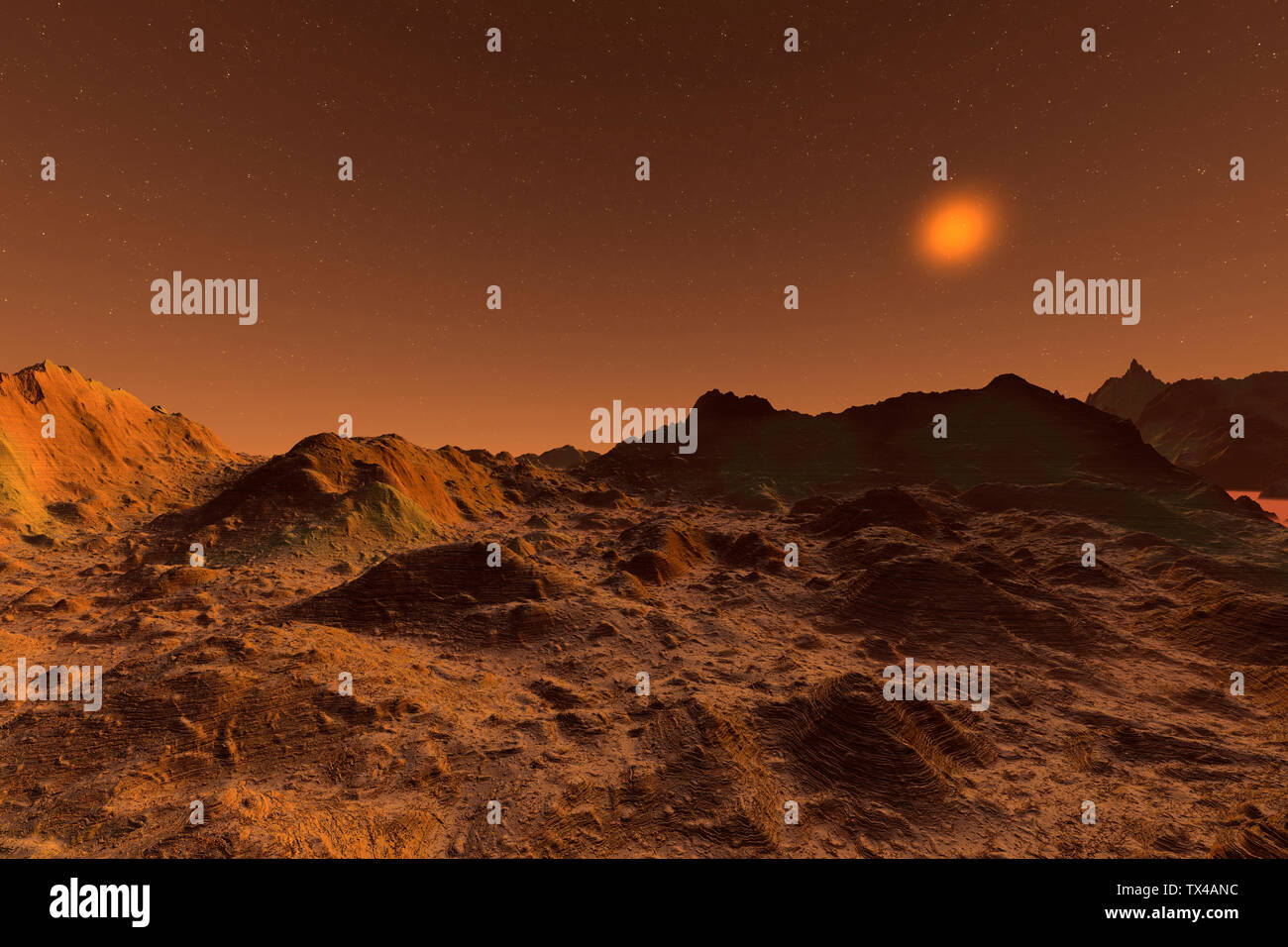 Mars Planet Surface At Night