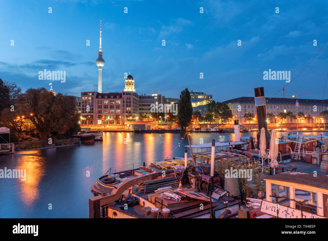 Germany, Berlin, view to skyline with television tower at twilight ...