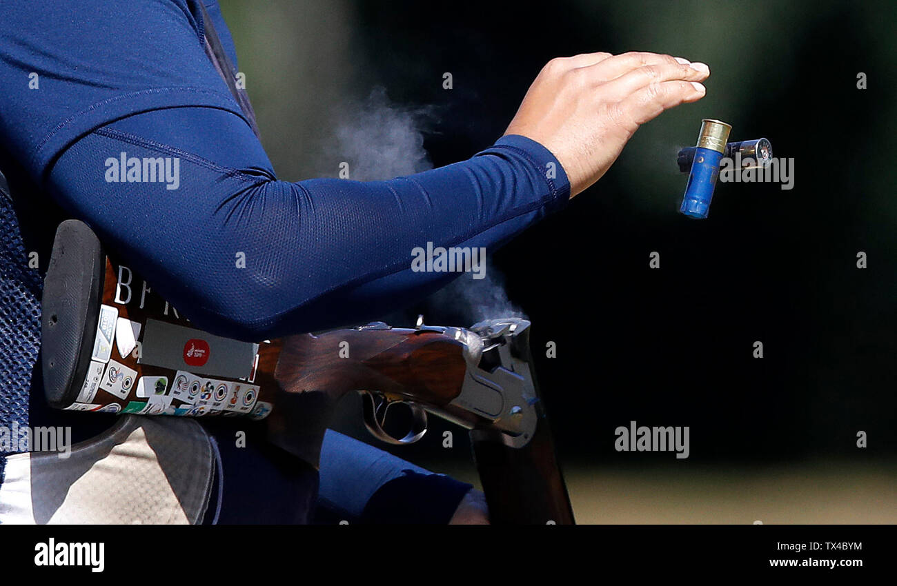 Great Britain's Aaron Heading during qualification of the Shotgun Trap ...