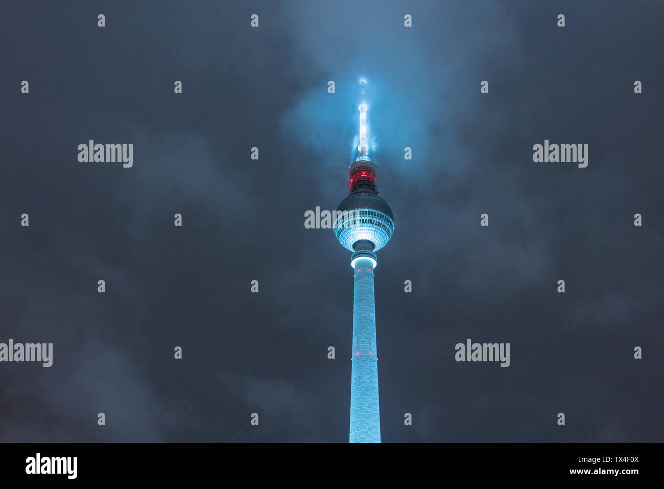 Germany, Berlin, illuminated television tower at night Stock Photo - Alamy