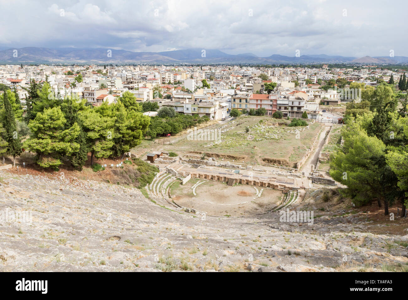 Greece, Argos, antique theater and townscape Stock Photo - Alamy