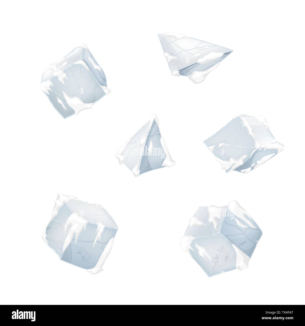 Ice and snow blocks. Vector illustration. 3D design. White background Stock Vector Image & Art ...