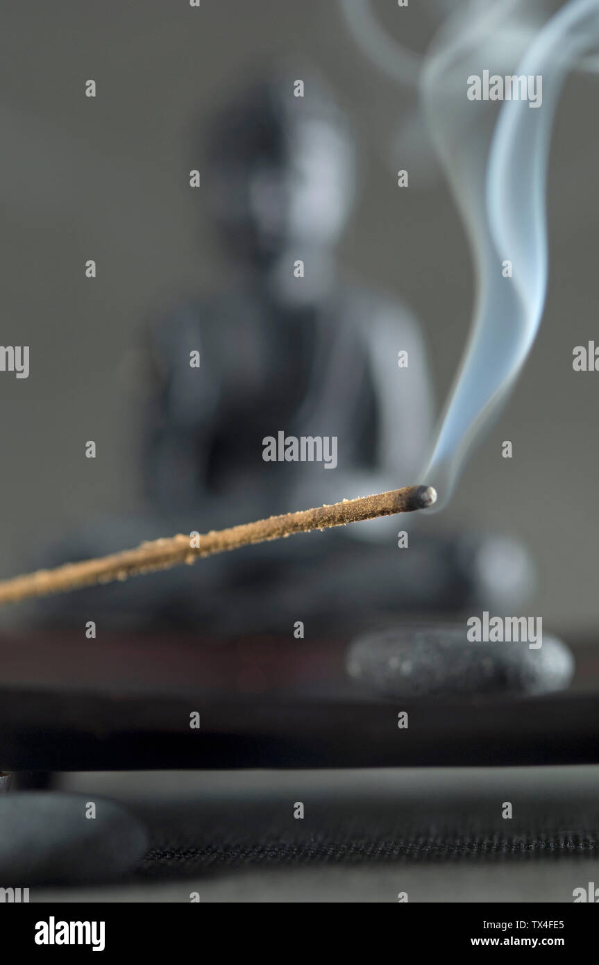 Joss stick and Buddha figurine Stock Photo - Alamy