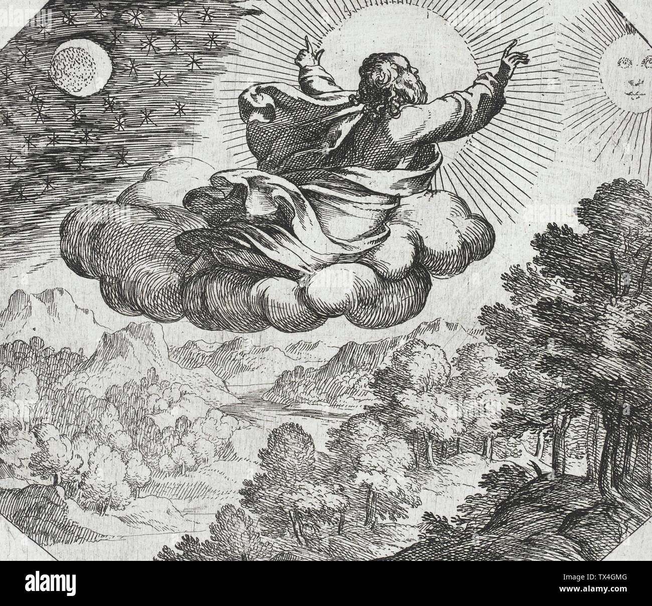 Stars and moon etching hi-res stock photography and images - Alamy