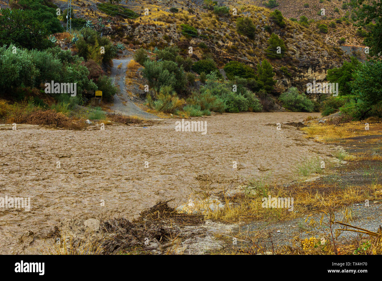 La Rambla de Oria, Flooded and Running Deep and Powerful after a Heavy ...