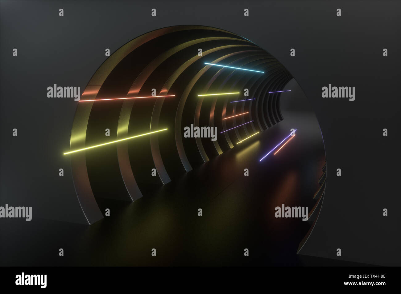 Three-dimensional rendering, curve channels with scattering luminous ...