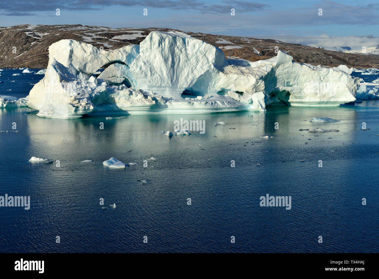 Greenland, East Greenland, Johan Petersens Fjord, Iceberg drifting ... Greenland, East Greenland, Johan Petersens Fjord, Iceberg drifting ...