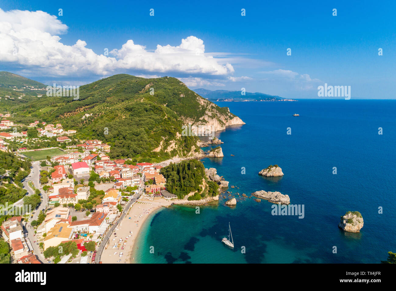 Greece, aerial view of Parga Stock Photo - Alamy