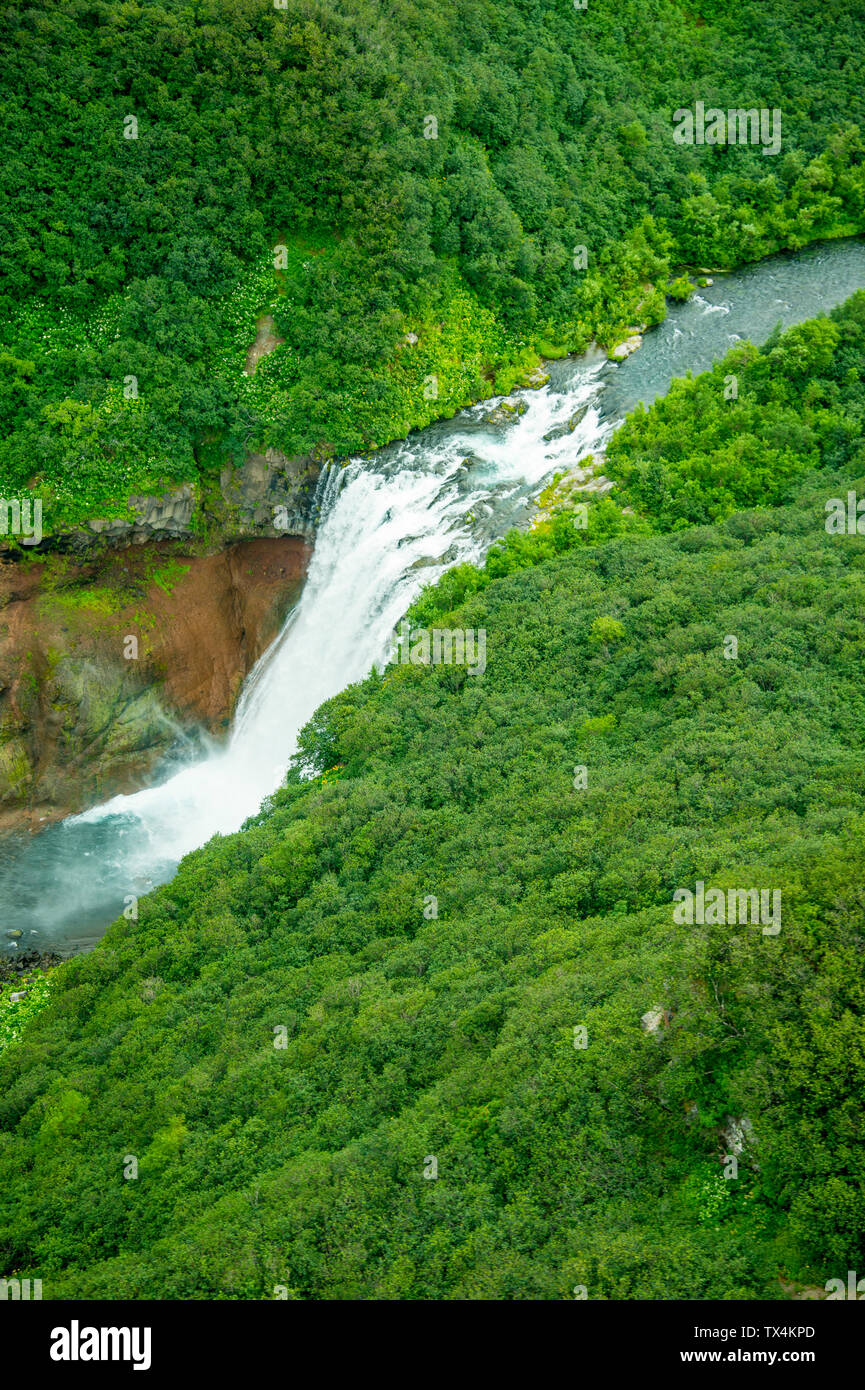 Russia, Kamchatka, Aerial view of waterfall Stock Photo - Alamy