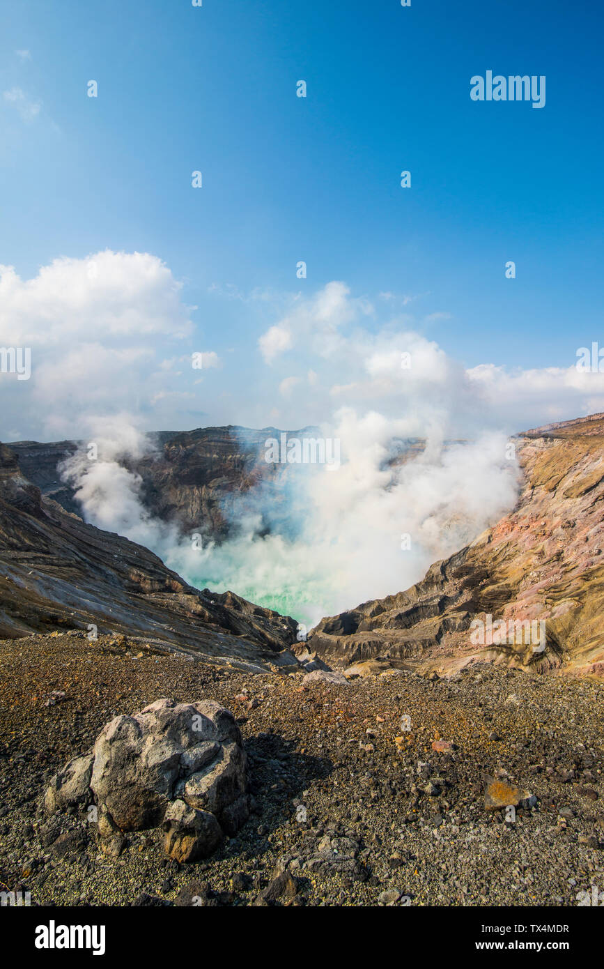Japan, Kyushu, Mount Aso, Mount Naka, active crater lake Stock Photo ...
