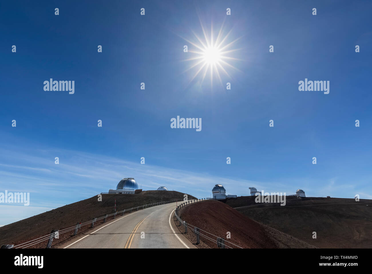 USA, Hawaii, Mauna Kea volcano, telescopes at Mauna Kea Observatories ...