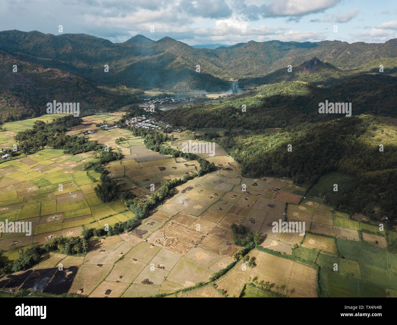 Indonesia, West Sumbawa, Maluk, Aerial view of fields Stock Photo - Alamy