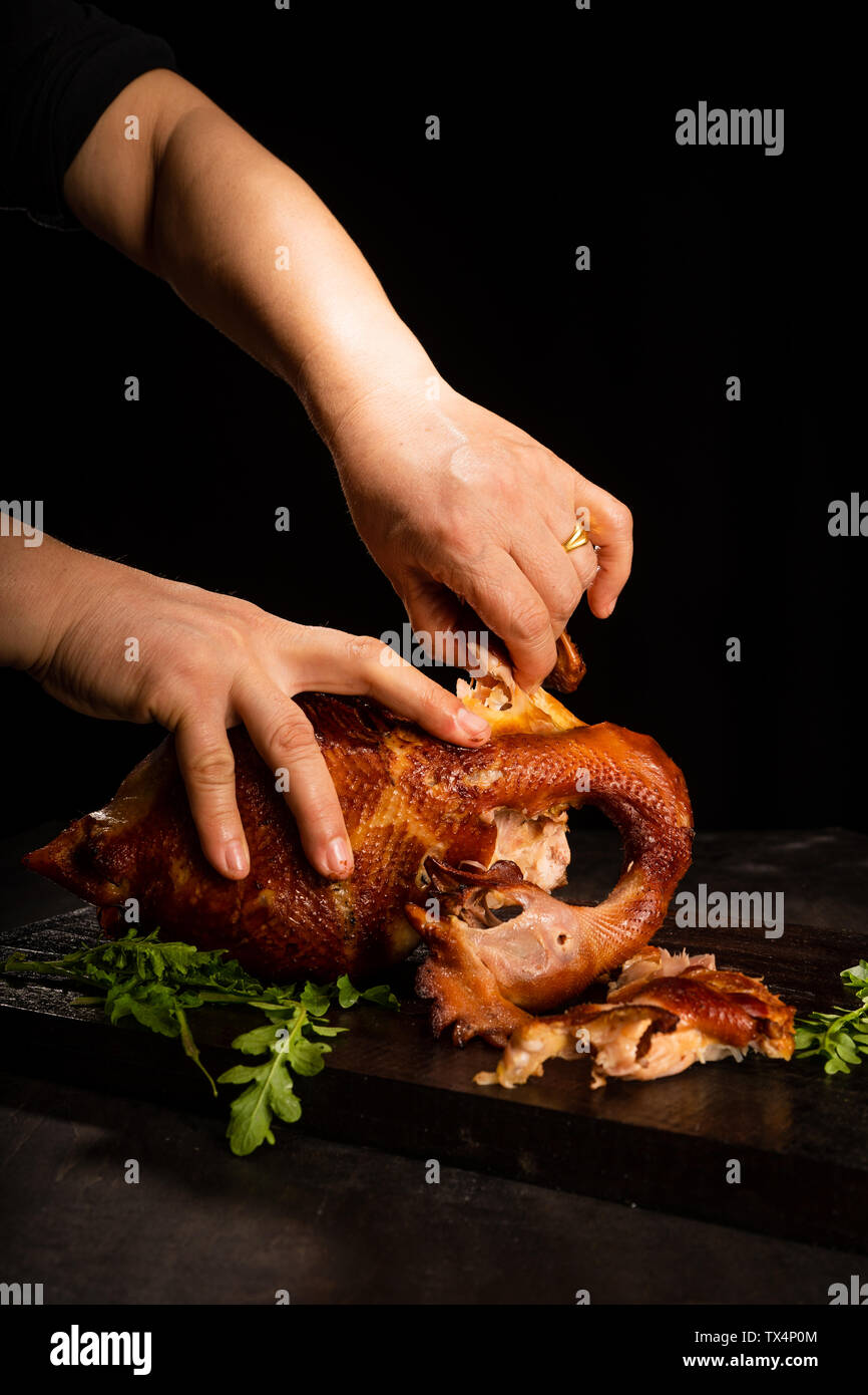 Northeast characteristic traditional hand-torn pickpocket chicken Stock ...