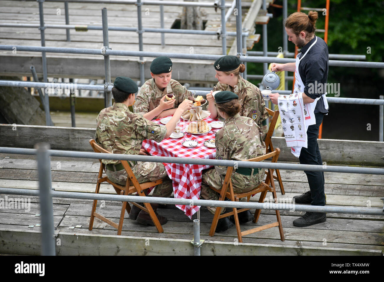 Wiltshire Army cadets take high tea up on the scaffold at Salisbury ...