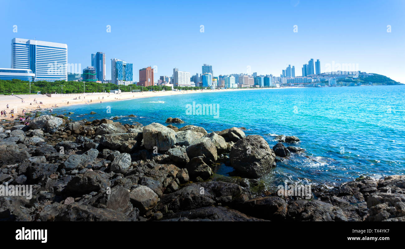 Haeundae beach in summer sea beach blue sky sand sun daylight ...